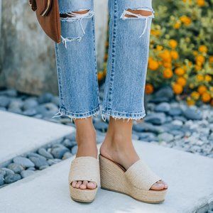 Soda | Shoes | New Natural Jute Raffia Open Toe Platform Wedge High ...